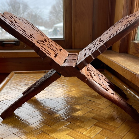Vintage | Accents | Carved Wooden Folding Stand Vintage | Poshmark
